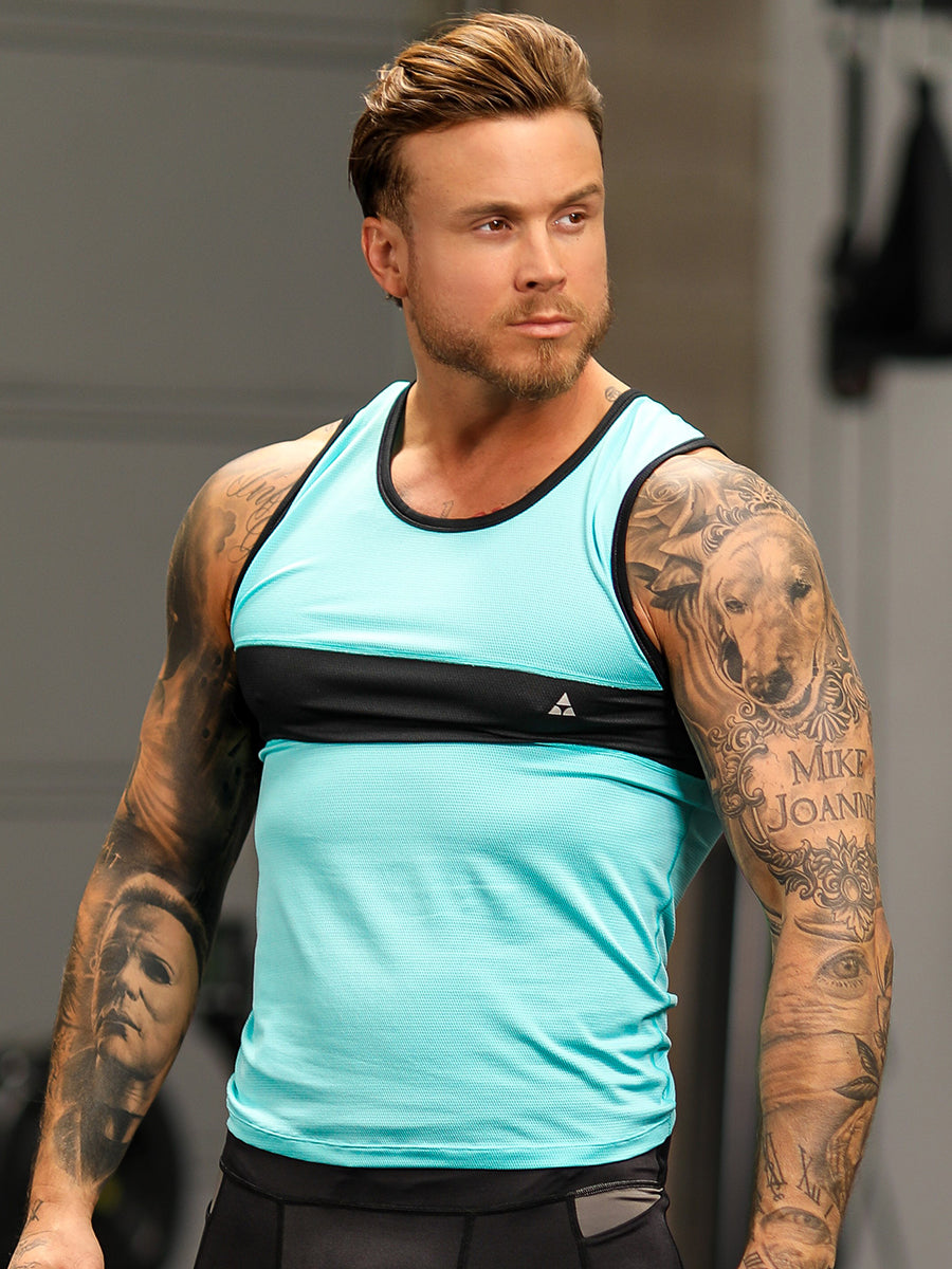 Men's Turquoise Tank Top - Activewear For Men - Body Aware