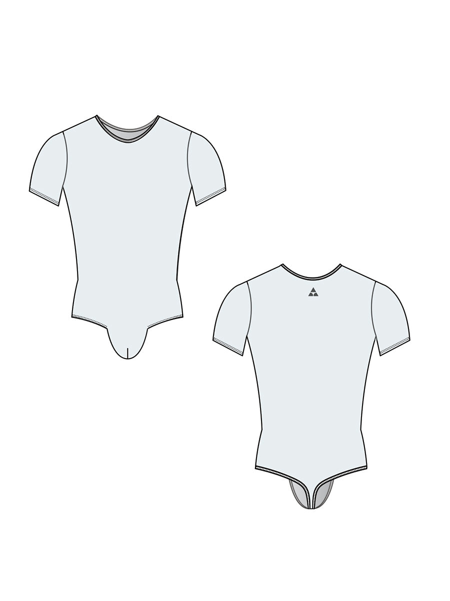 Men's Black Short Sleeve Thong Cotton Bodysuit - Body Aware