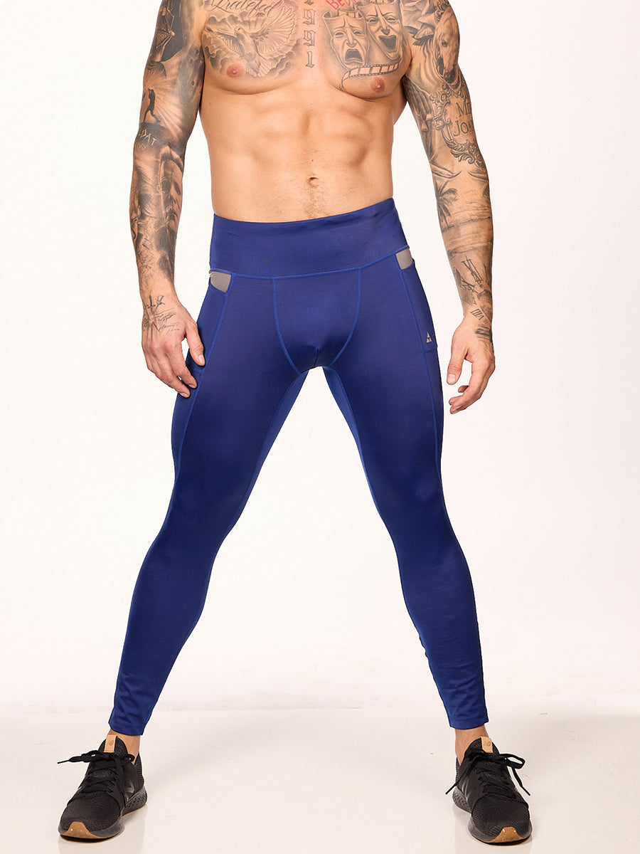 Men's Navy Blue Leggings - Activewear For Men - Body Aware
