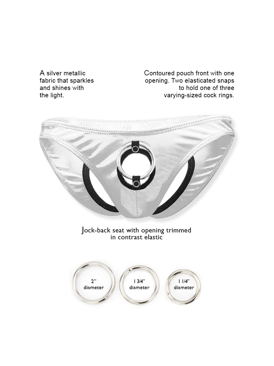 Men's Silver Cock Ring Briefs - Erotic Underwear For Men - Body Aware