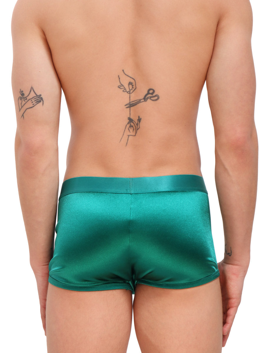 Mens Green Satin Boxers Satin Underwear For Men Body Aware